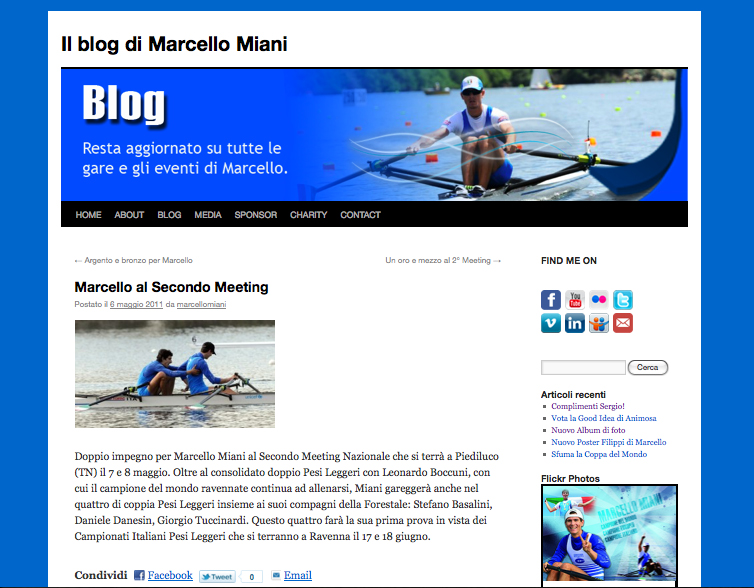 Marcello Miani rema anche sul web - Federazione Italiana Canottaggio